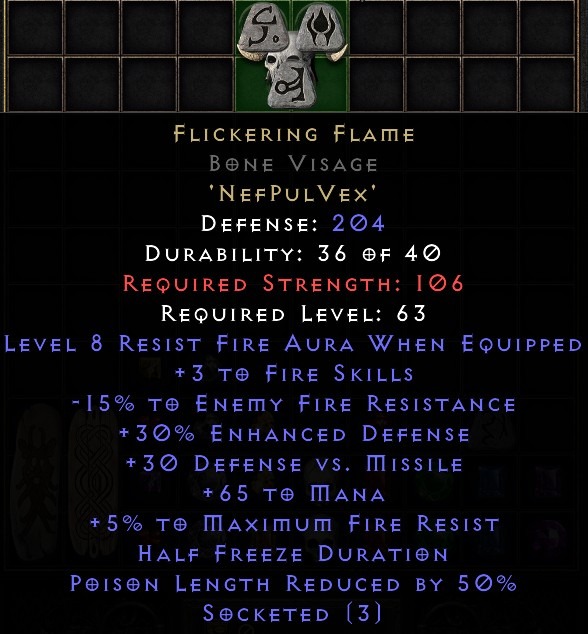 (Non-Ladder) GG -15%(max)/8%(max) Resist Fire Aura Flickering Flame ...