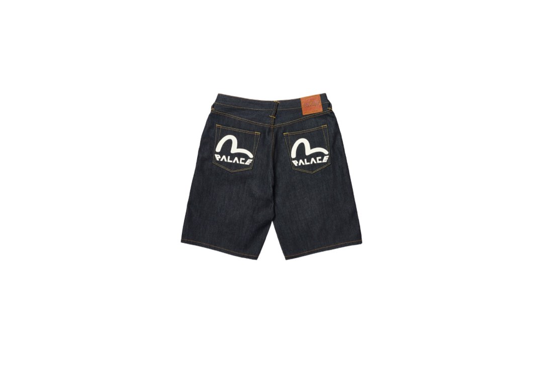 Palace Jorts collab Evisu, Men's Fashion, Bottoms, Jeans on Carousell