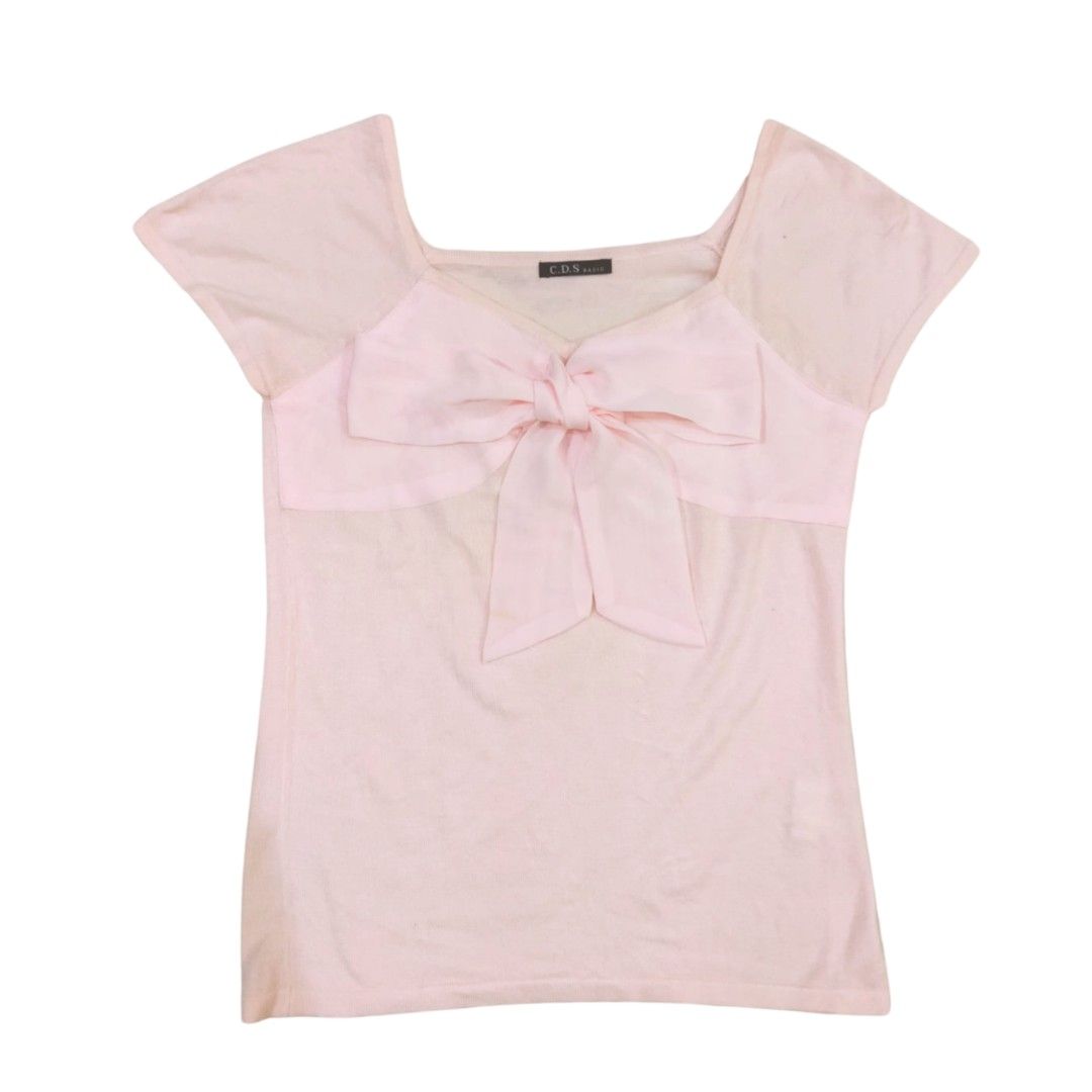 pink top ribbon rajut coquette vintage 90s cottagecore cutecore ...