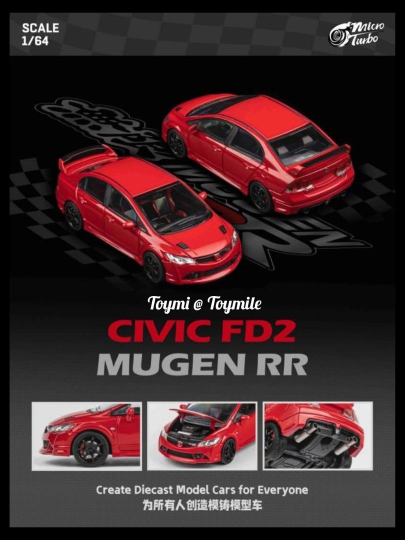 Preorders 1/64 Microturbo Honda Civic FD FD2R Mugen RR Red, Hobbies ...