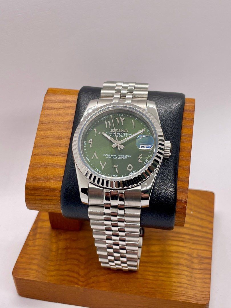 Seiko Custom Mod “Datejust Arabic Premium Green” 36mm/ 39mm case, Men's ...