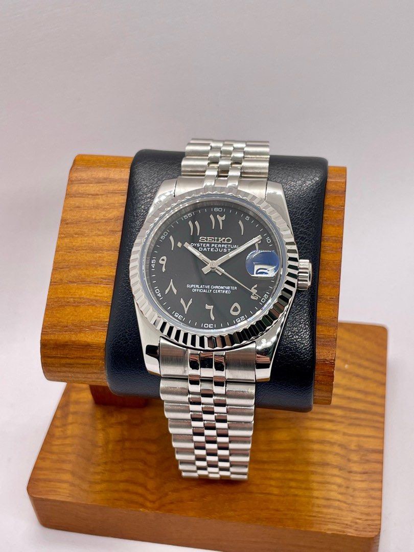 Seiko Custom Mod “Datejust Arabic Premium Black” 36mm/ 39mm case, Men's ...