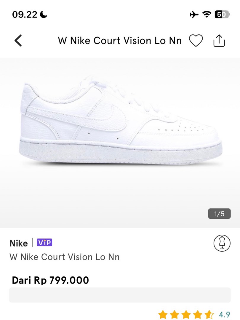 sepatu nike court vision, Fesyen Wanita, Sepatu di Carousell
