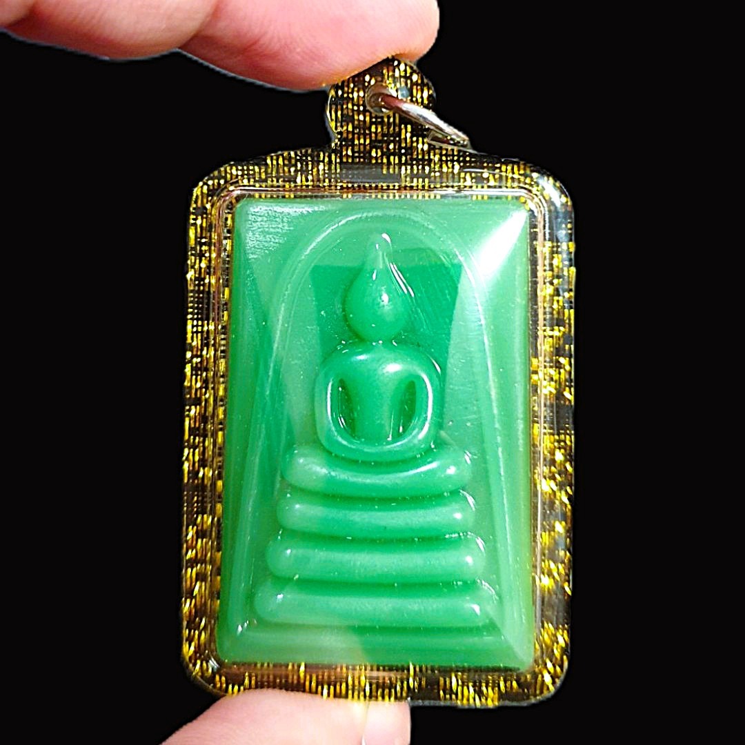 Jade Phra Somdej/Somdet/Gold Foil with Twin Tigers & Pidta, LP Mian ...
