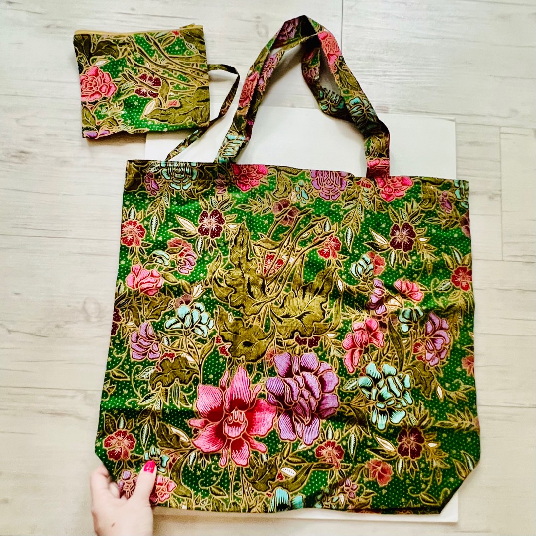 Batik 45cm Large Foldable Tote Bag Handmade in Singapore, Women's ...