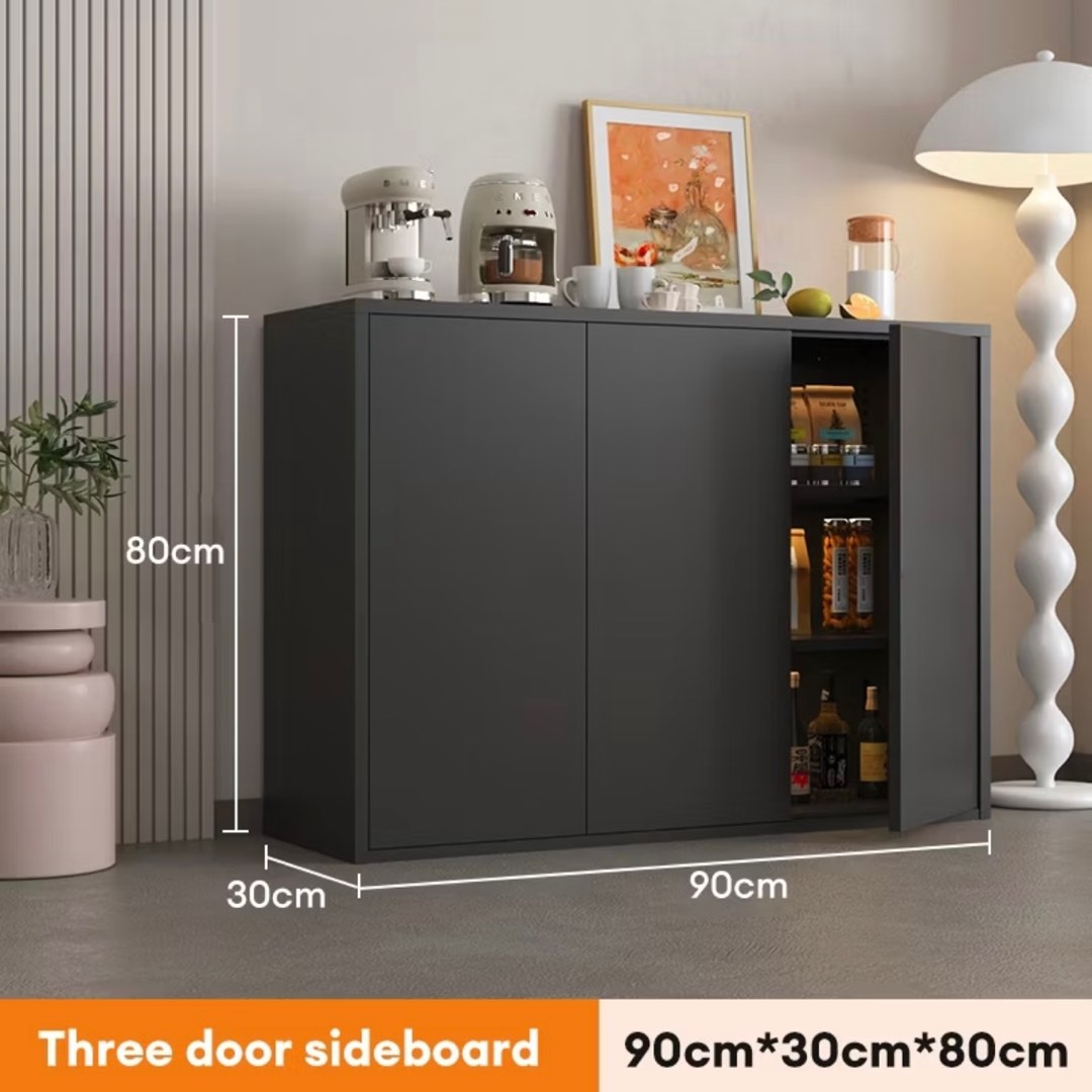 Black Sideboard Cabinet | Modern 3-Door Sideboard | Buffet Table ...