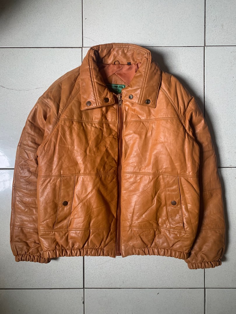 Vintage Boris Puffer Genuine Leather Jacket, Men's Fashion, Coats ...