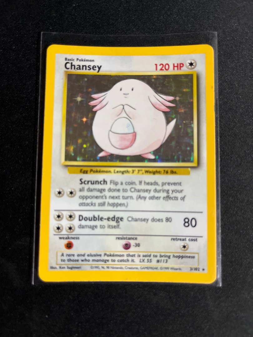 Chansey 3/102 Holo Rare Base Set, Hobbies & Toys, Toys & Games on Carousell