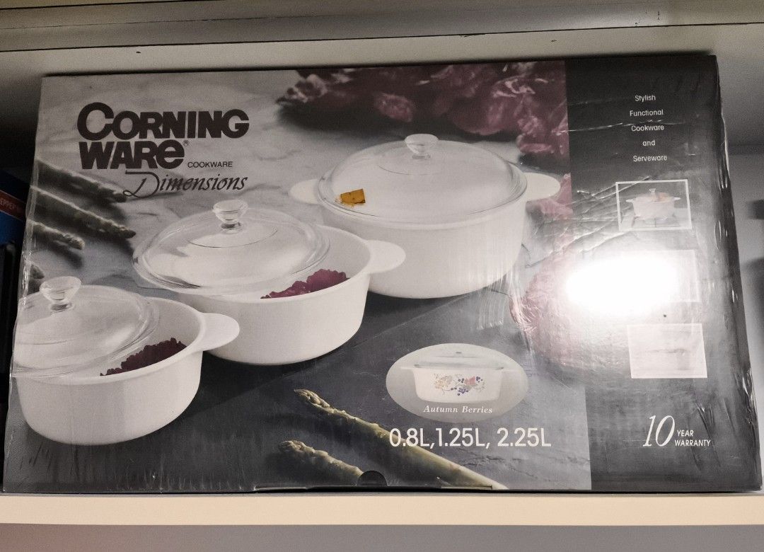 Corning Ware Dimensions Autumn Berries 3-pots Set Cookware, Furniture ...