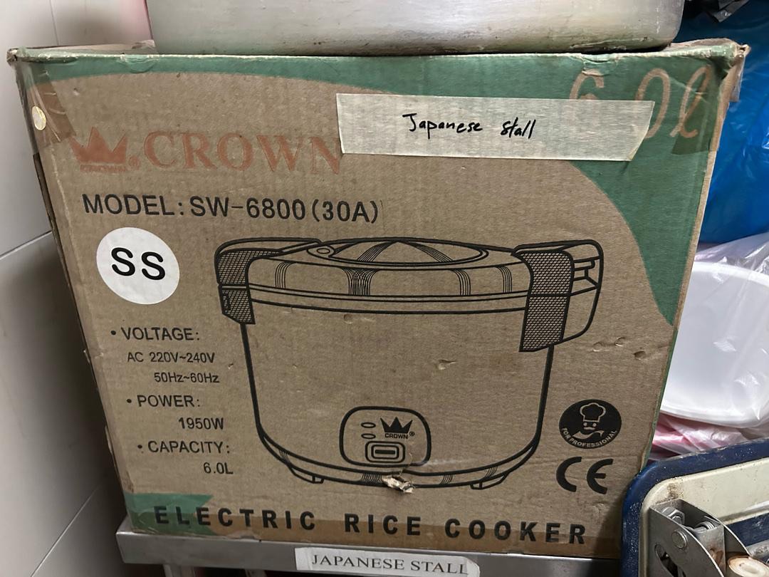 Crown Electric Rice Cooker MODEL: SW-6800 (30A), TV & Home Appliances ...