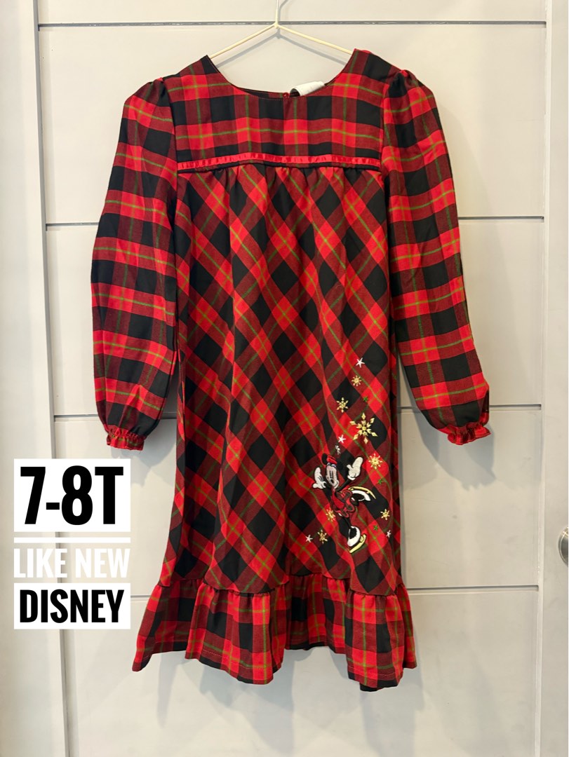 Disney red plaid Minnie Mouse dress, Babies & Kids, Babies & Kids ...