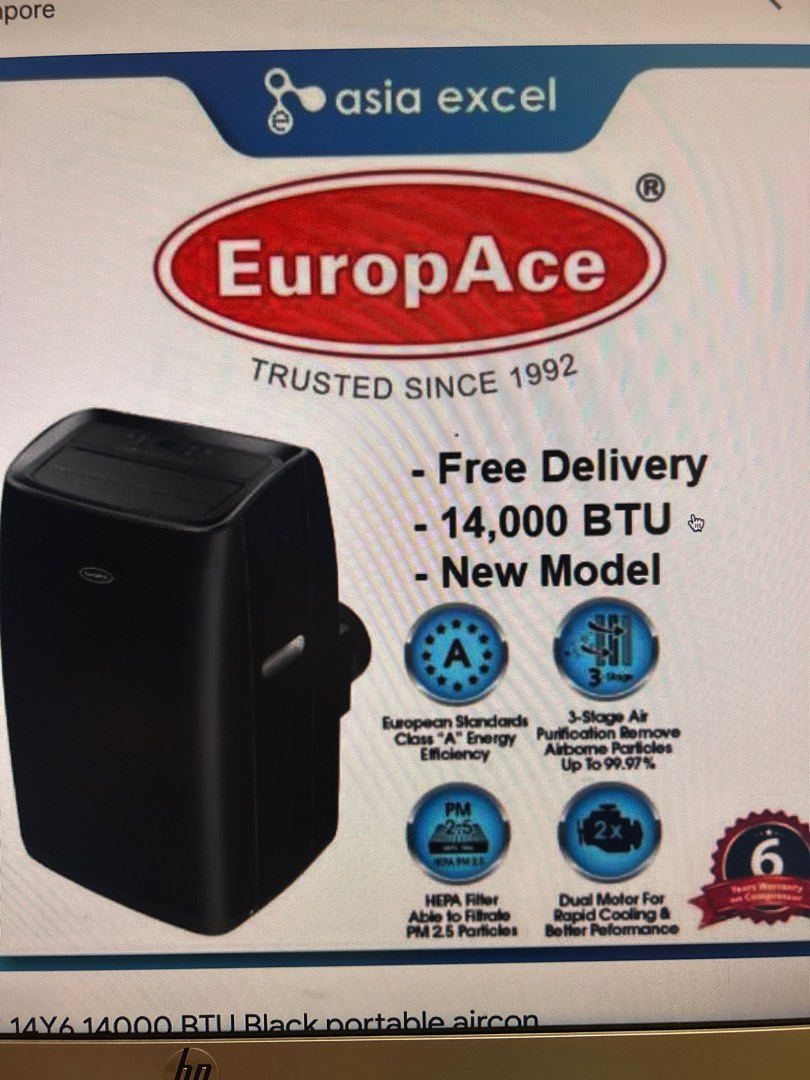EuropAce EPAC 14Y6 Portable Aircon, TV & Home Appliances, Portable Air ...