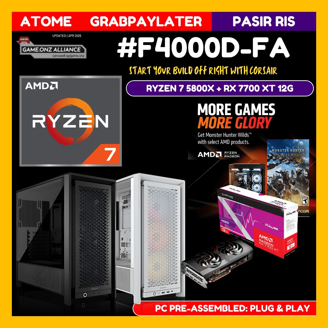 #F4000D-FA | AMD RYZEN GAMING PC WITH SAPPHIRE RX 7700 XT 12G FULLY ...