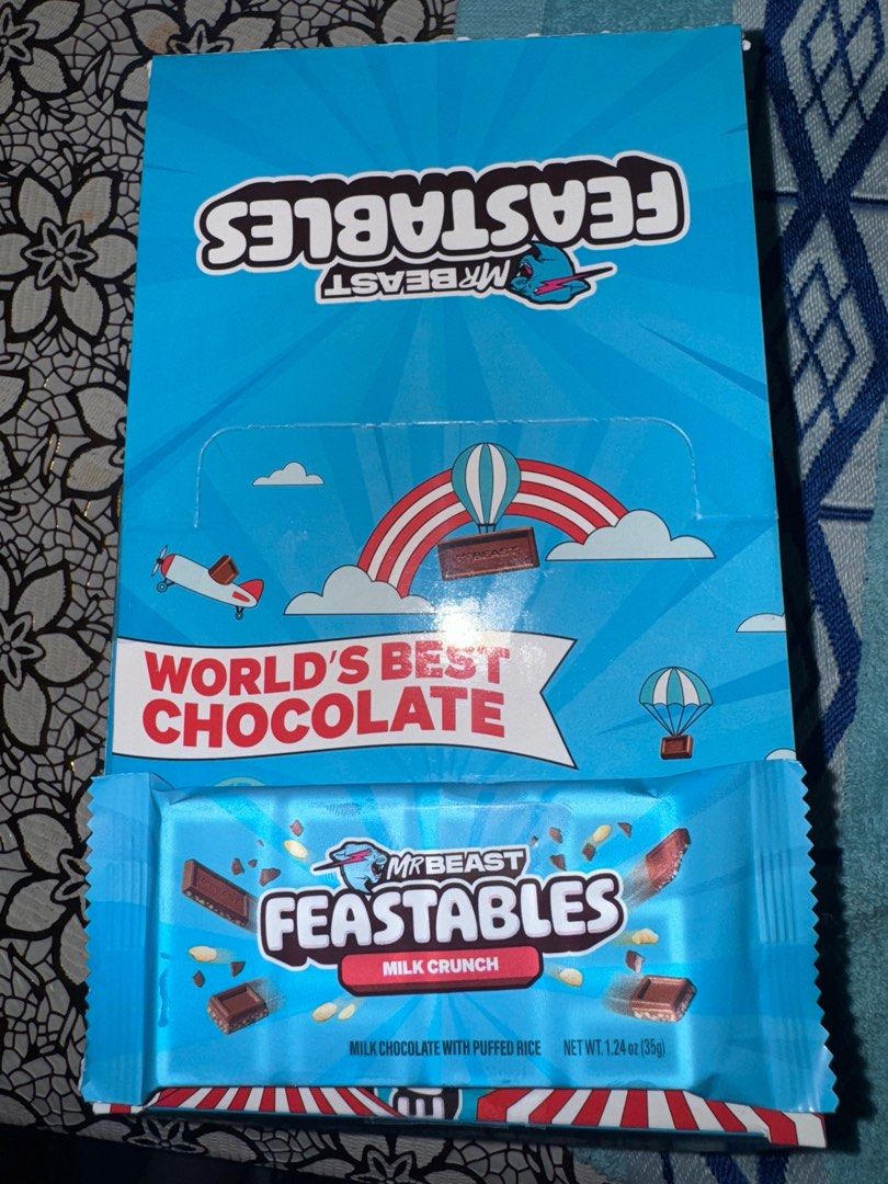 Feastables Chocolate Bar by Mr Beast (Milk Crunch 35g), Food & Drinks ...