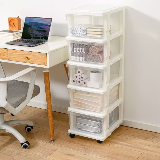 [FREE DELIVERY] Transparent Moving Storage Cabinet with Wheels D3643 ...