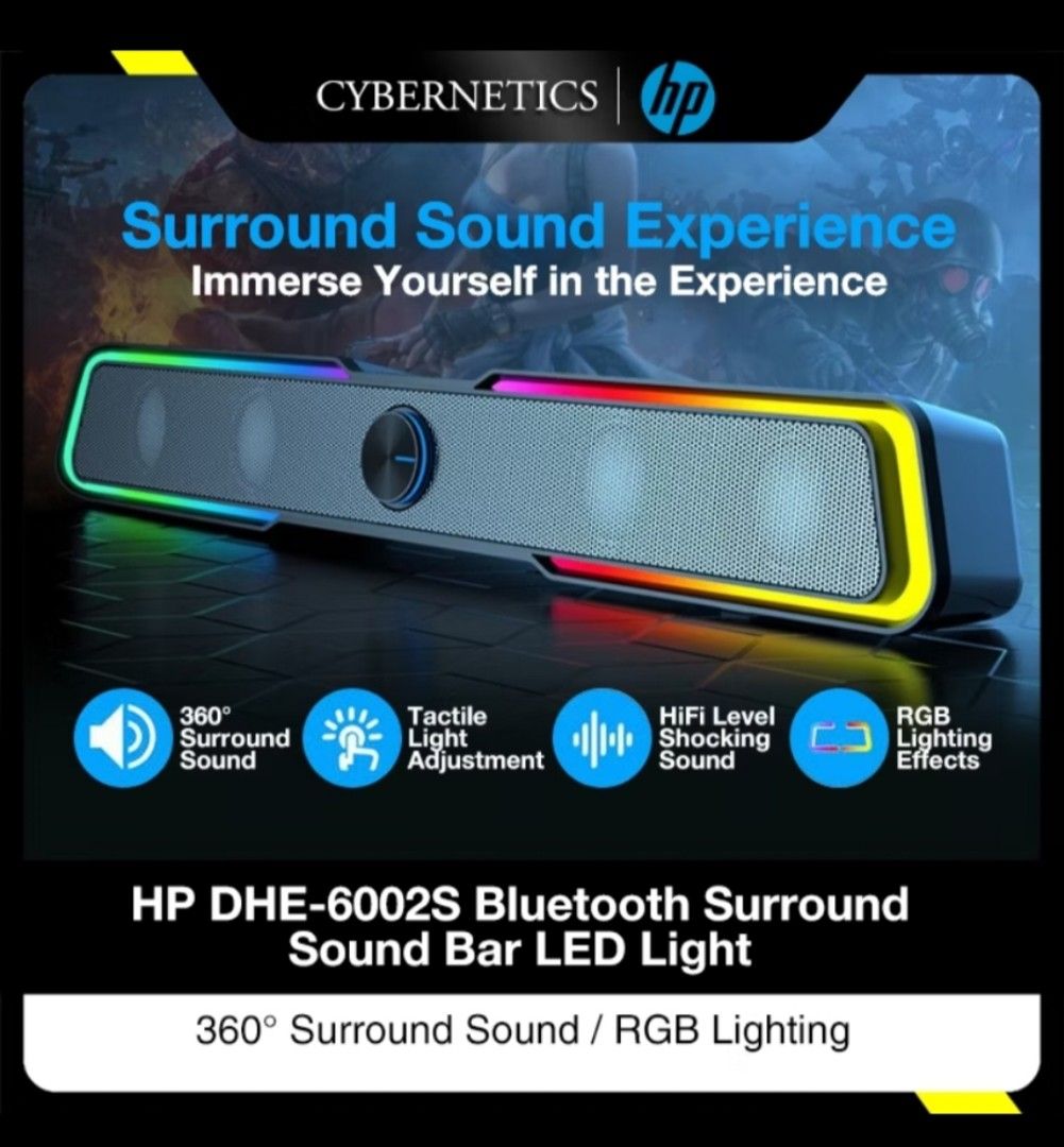 HP DHE 6002S BLUETOOTH SURROUND SOUND BAR LED LIGHT, Audio, Soundbars ...