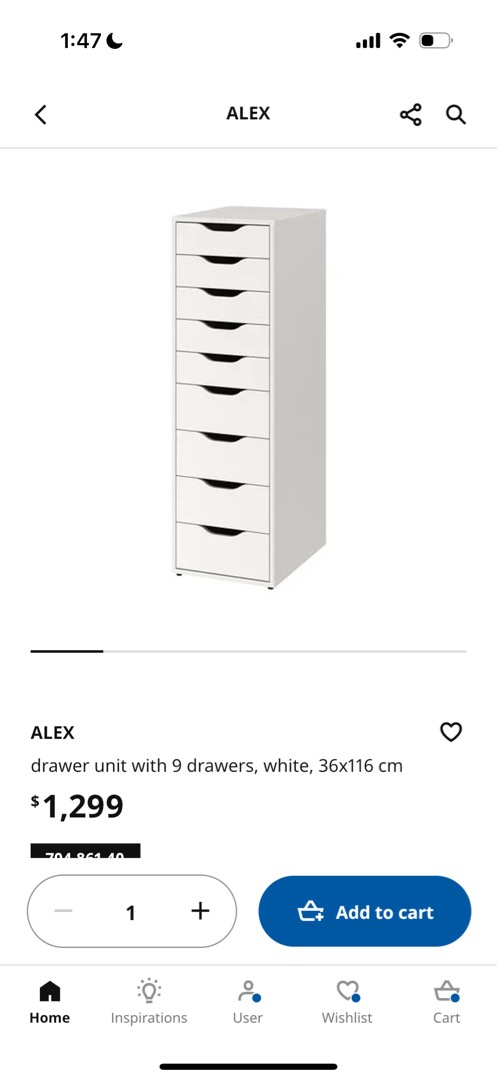IKEA Alex 9 Drawers, 傢俬＆家居, 傢俬, 櫃子、組合櫃及置物架 - Carousell