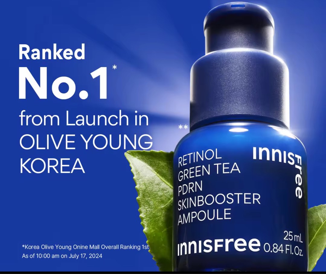Innisfree Retinol Green Tea PDRN skin booster Ampoule (25ml), Beauty ...