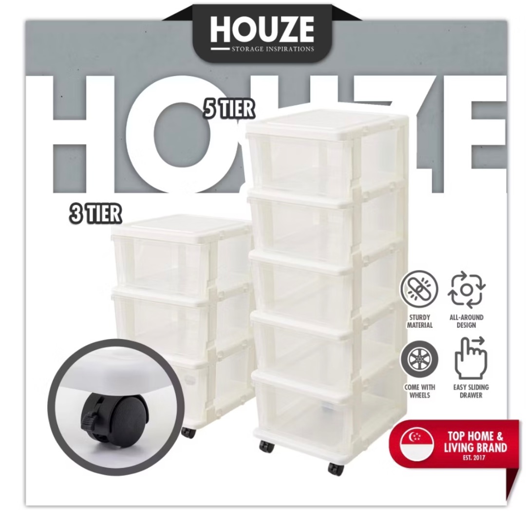 Knock Down Cabinet Storage Drawer | 3 Tier Plastic Storage Cabinet | 5 ...