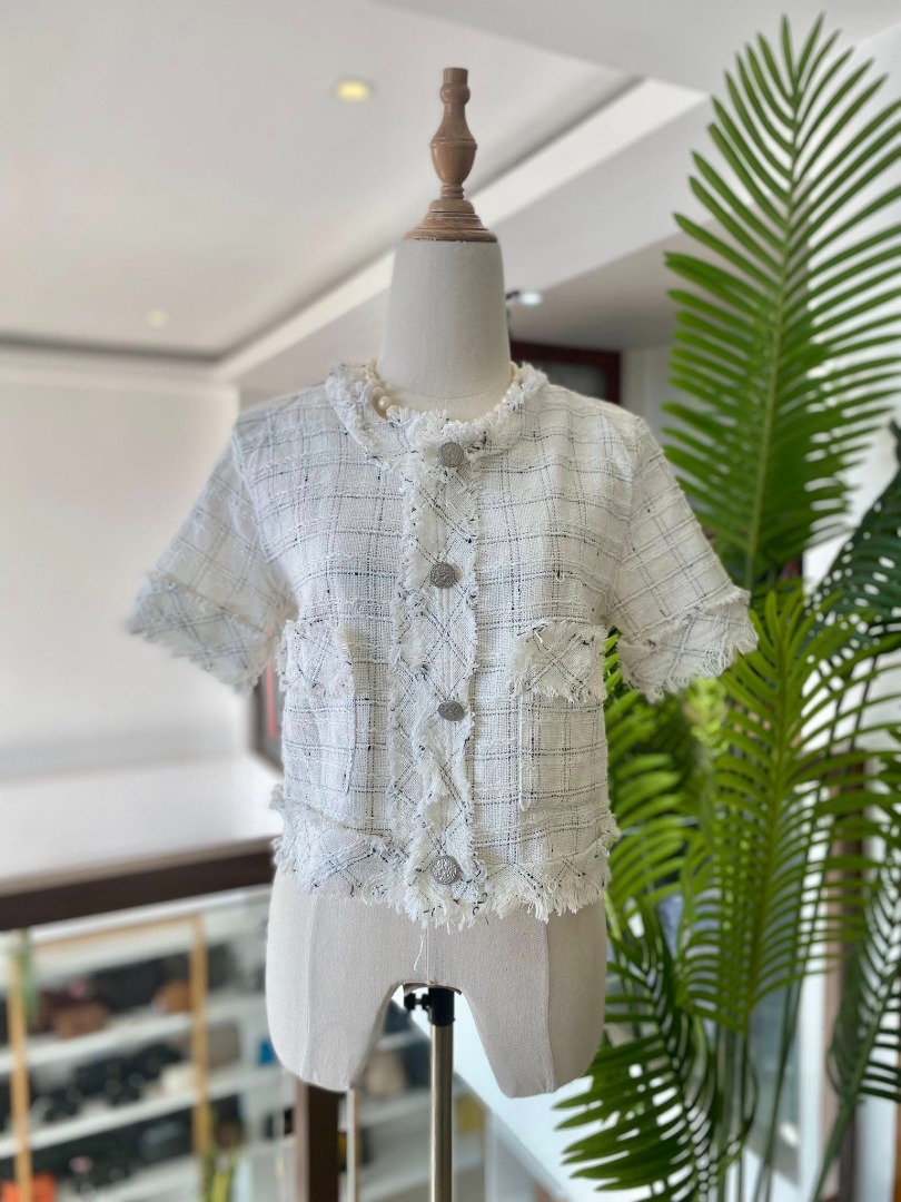 Korean Tweed Top, Women's Fashion, Tops, Others Tops on Carousell