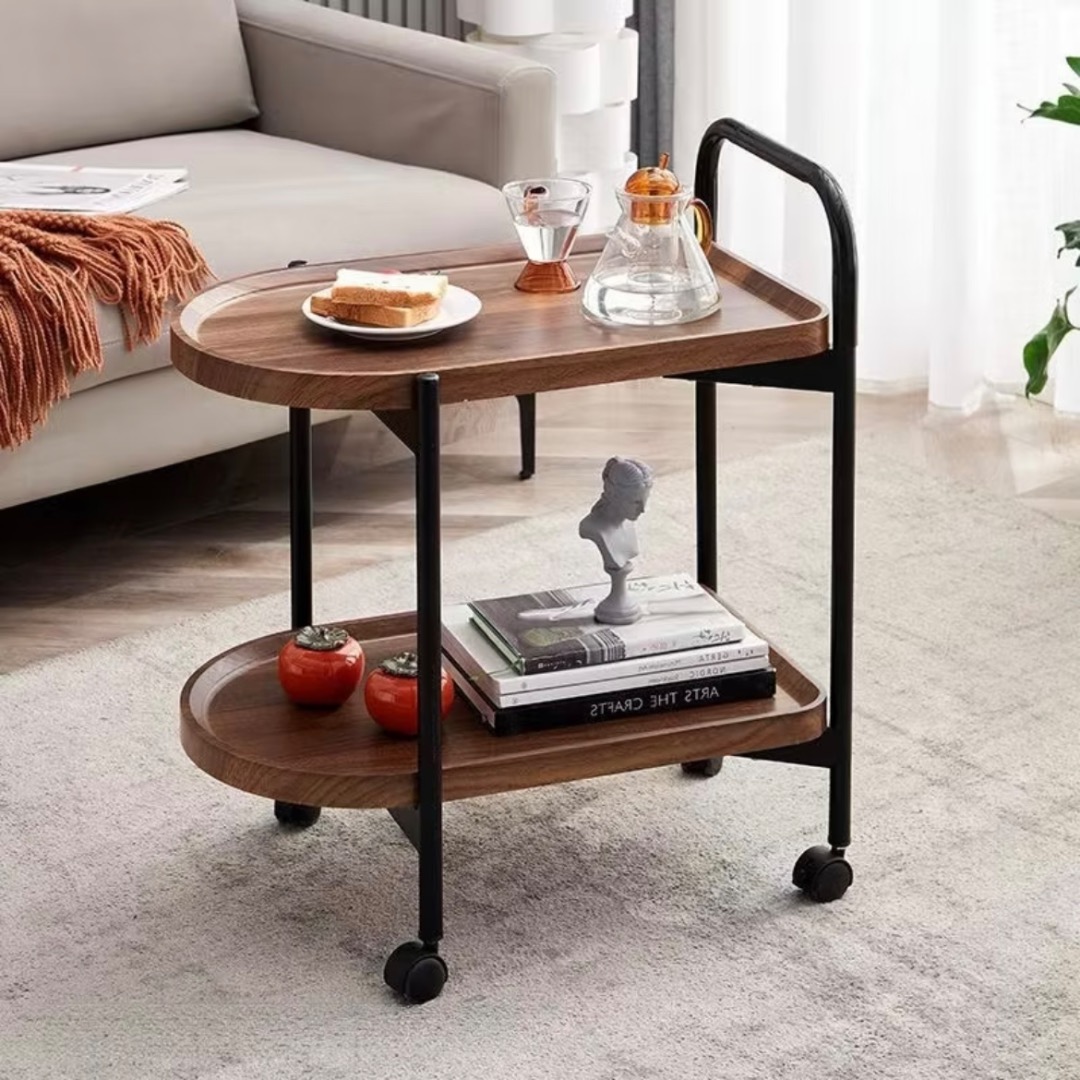 Living Room Side Table | Two-Tier Serving Cart Table | Oval Bedroom ...
