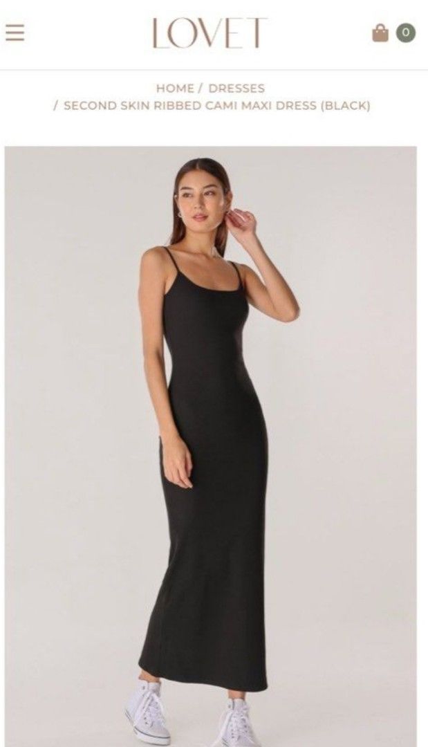 Lovet Second Skin Padded Maxi Cami Dress in Black, Women's Fashion ...