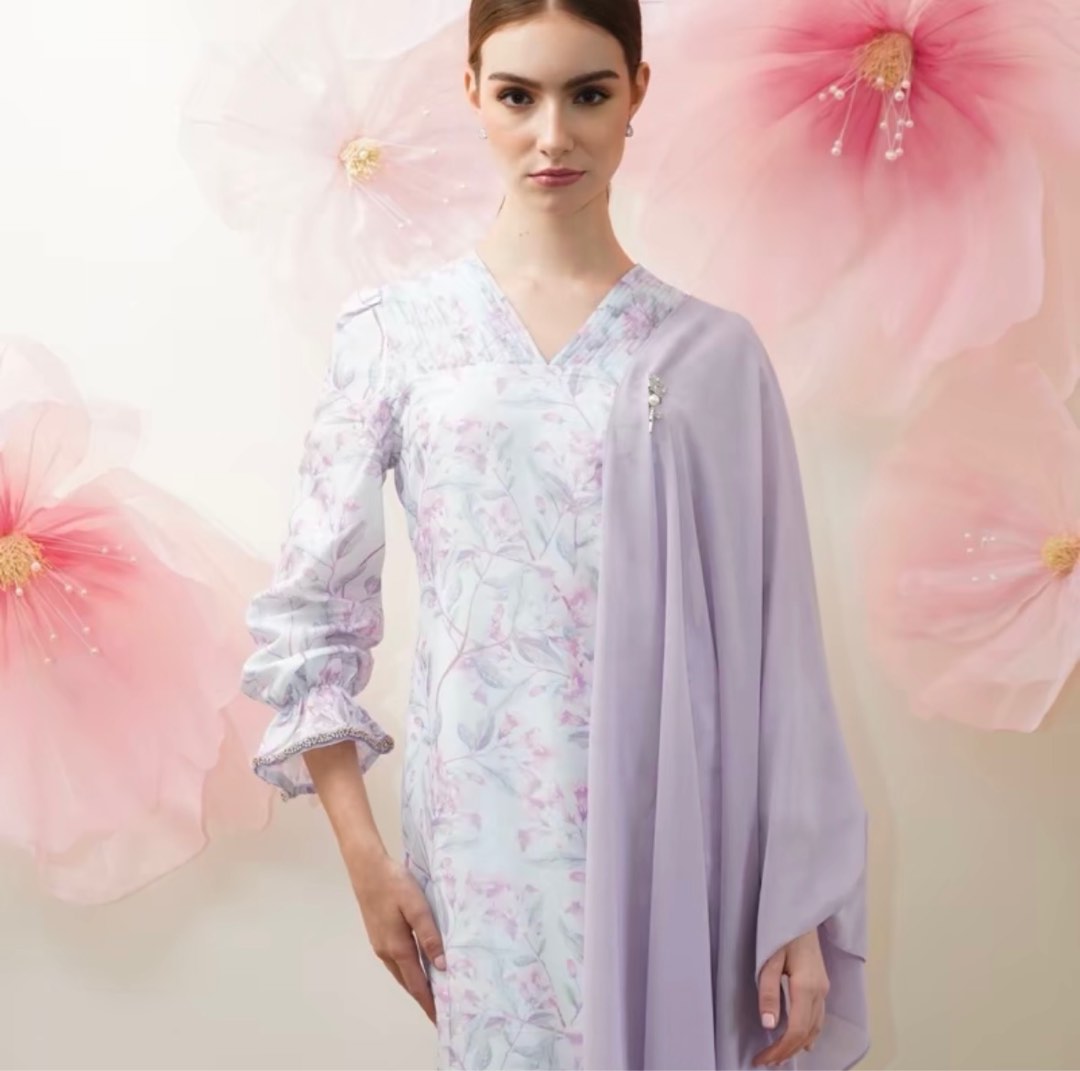 Merah Jambu RTW 2025 in Soft Blue, Women's Fashion, Muslimah Fashion, Baju Kurung & sets on ...