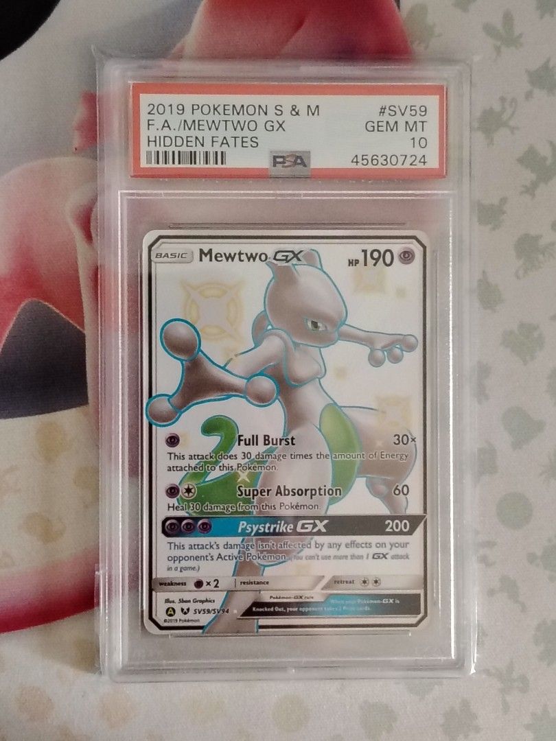 Mewtwo GX SV59 Hidden Fates PSA 10 Graded Slab Pokémon Card, Hobbies ...