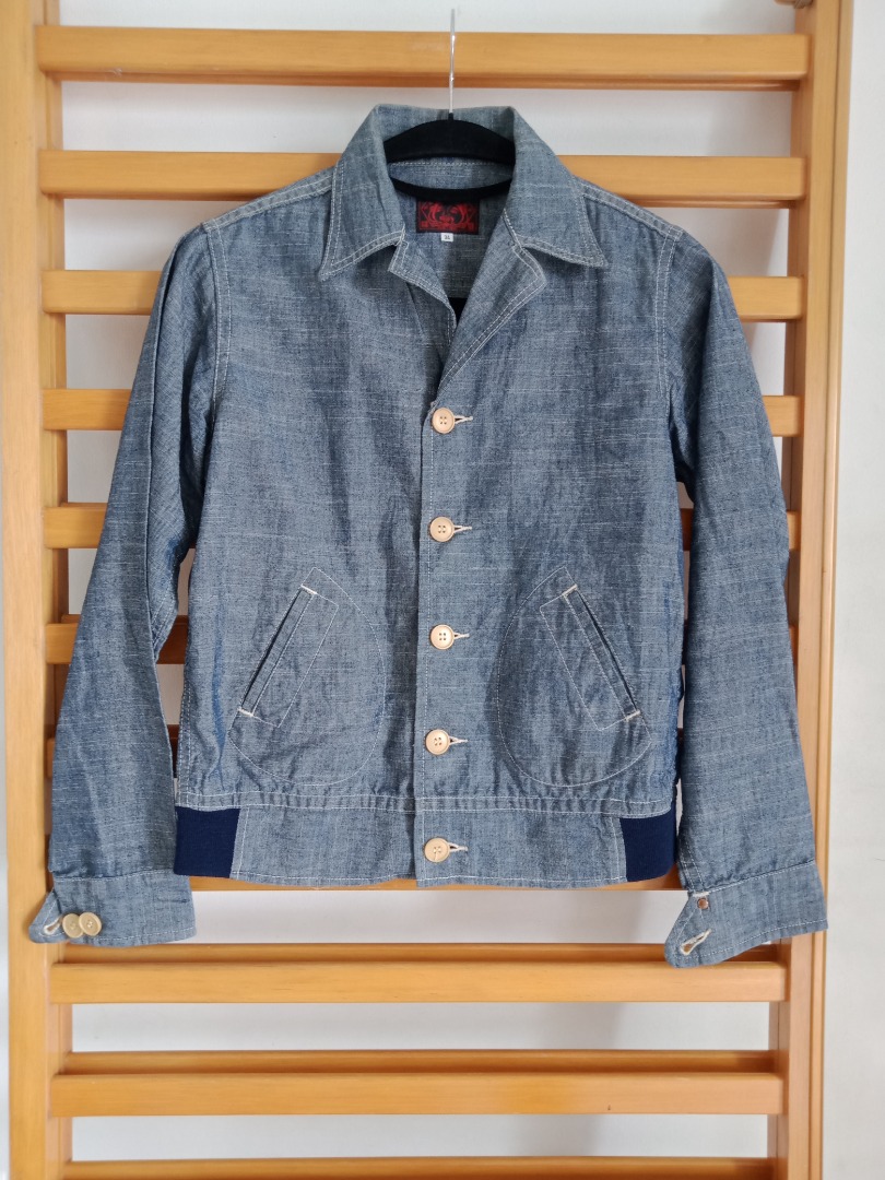 Osaka Japan Evis Evisu denim chambray work jacket, Men's Fashion, Activewear on Carousell