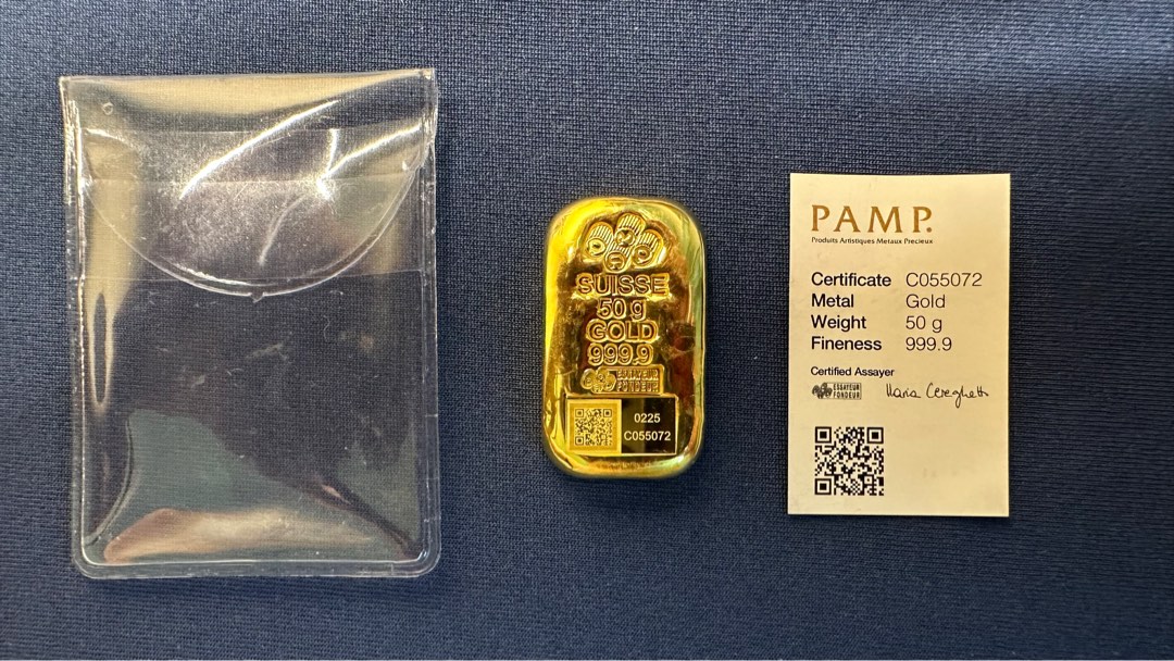 PAMP 50g gold casted bar 999.9, Women's Fashion, Jewelry & Organisers ...