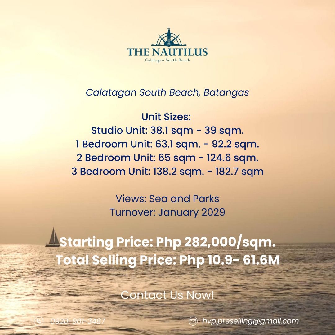 PRE-SELLING: The Nautilus by Landco Pacific - Studio Unit - Calatagan ...