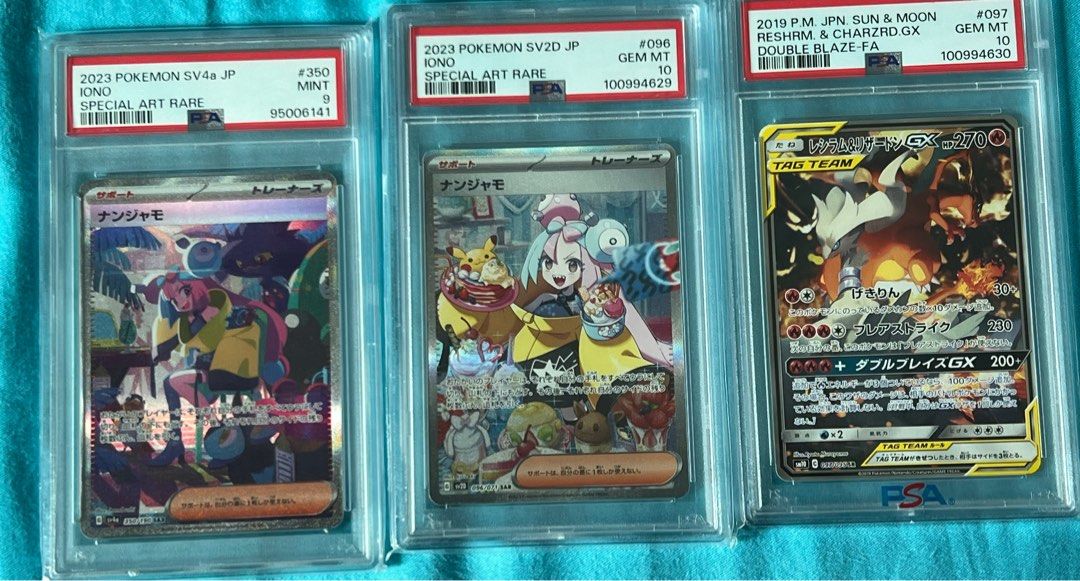 PTCG Iono Sar Psa10/Psa9 Charizard and reshiram tag team Psa10 Double blaze Gx Sequential ...