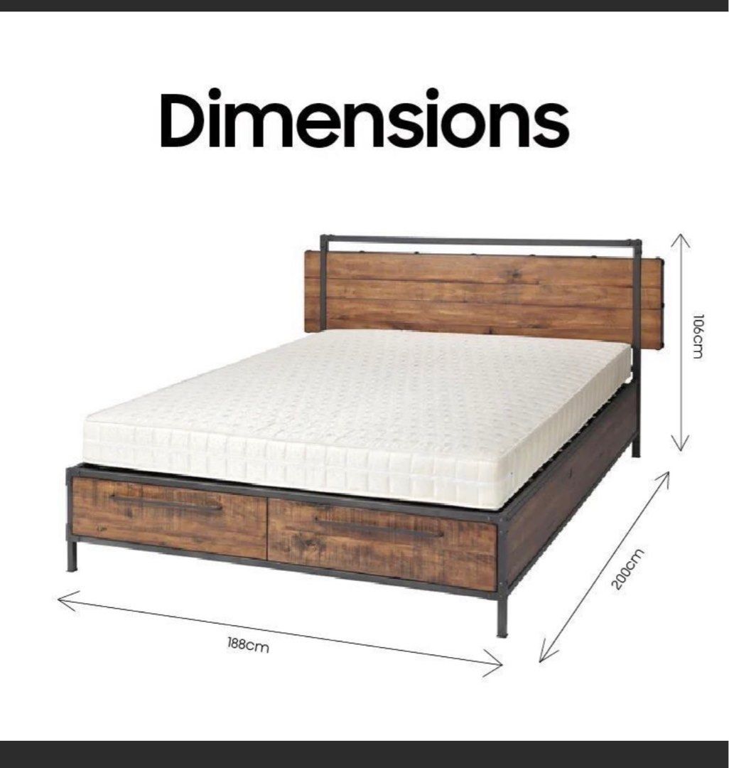 (Pls read description) Picket & Rail Chicago Solid Wood Queen Size Bed ...