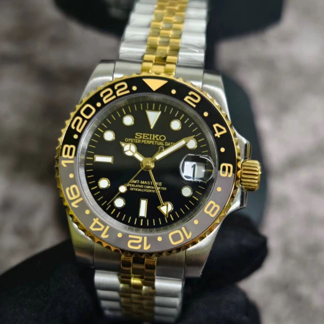 Seiko mod half gold GMT Master custom design watch, Men's Fashion ...