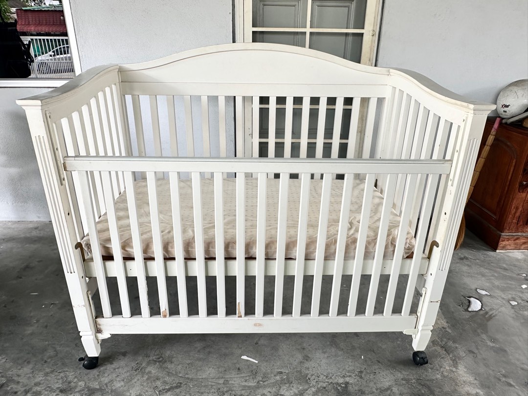 Solid Wood Baby Cot, Babies & Kids, Baby Nursery & Kids Furniture, Cots ...