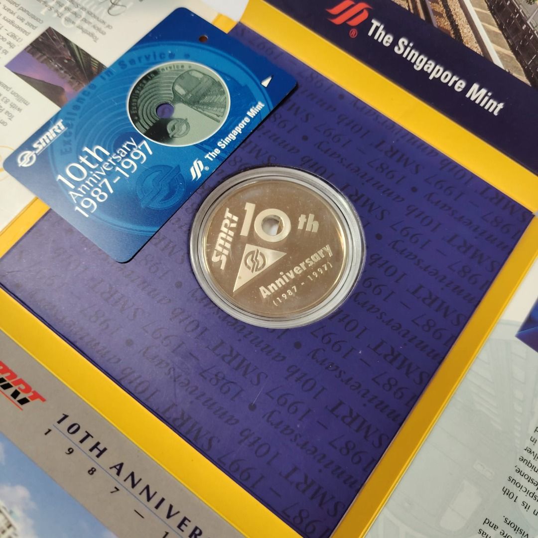 TP- The singapore mint Smrt 10th anniversary 1987-1997 silver medal 925 ...