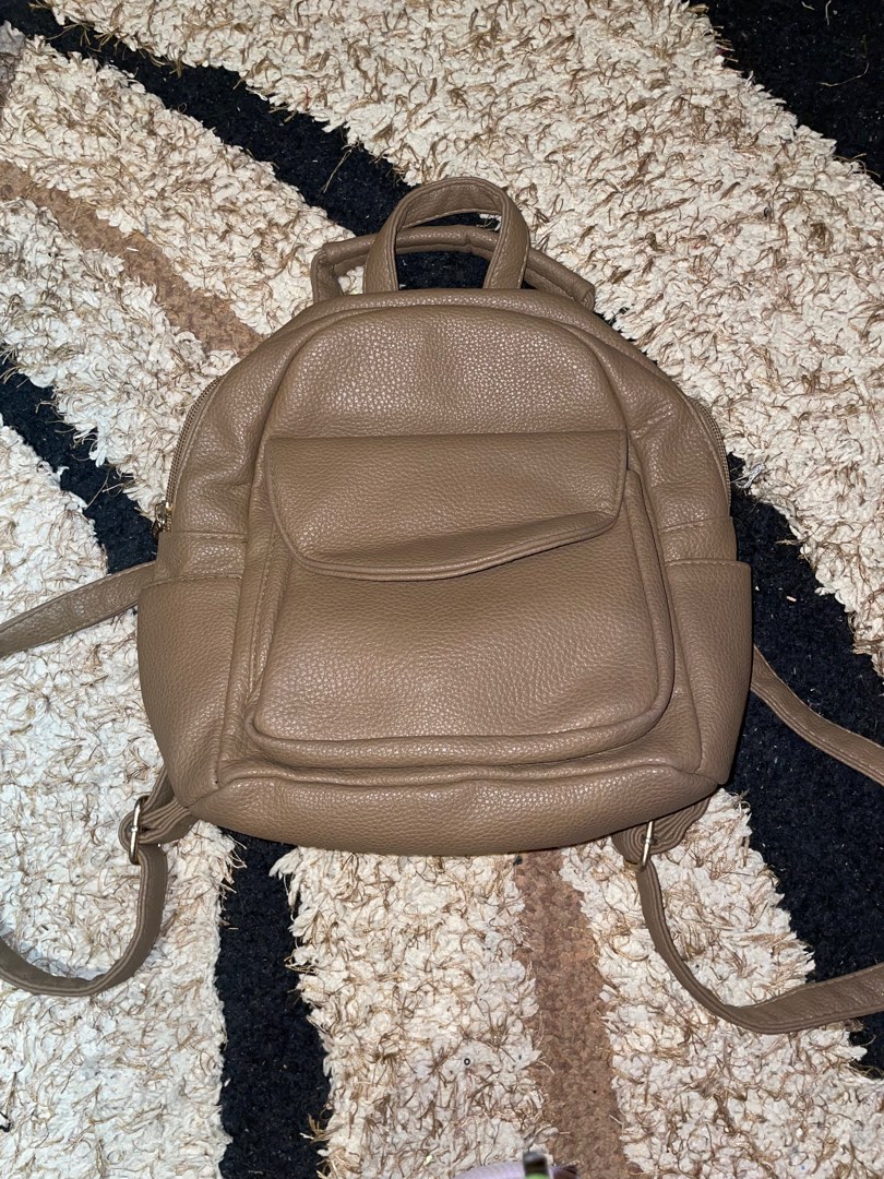 two-way mini brown leather backpack / sling bag, Women's Fashion, Bags ...