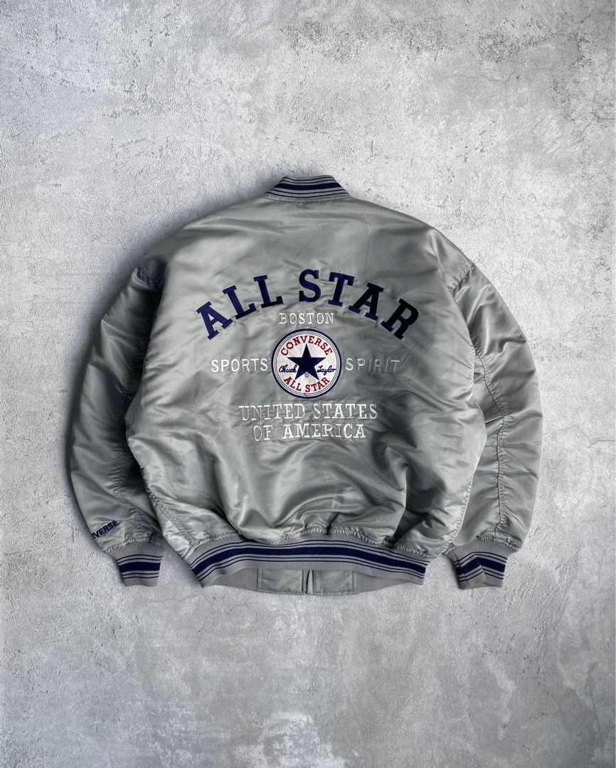 Vintage Converse All Star Boston Mass USA Bomber Varsity Jacket ...