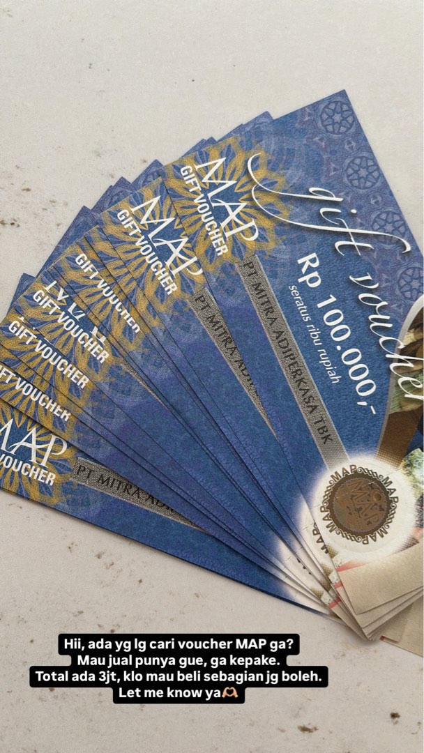Voucher MAP @ 100,000 x 30 lembar, Tiket & Voucher, Kartu Hadiah ...