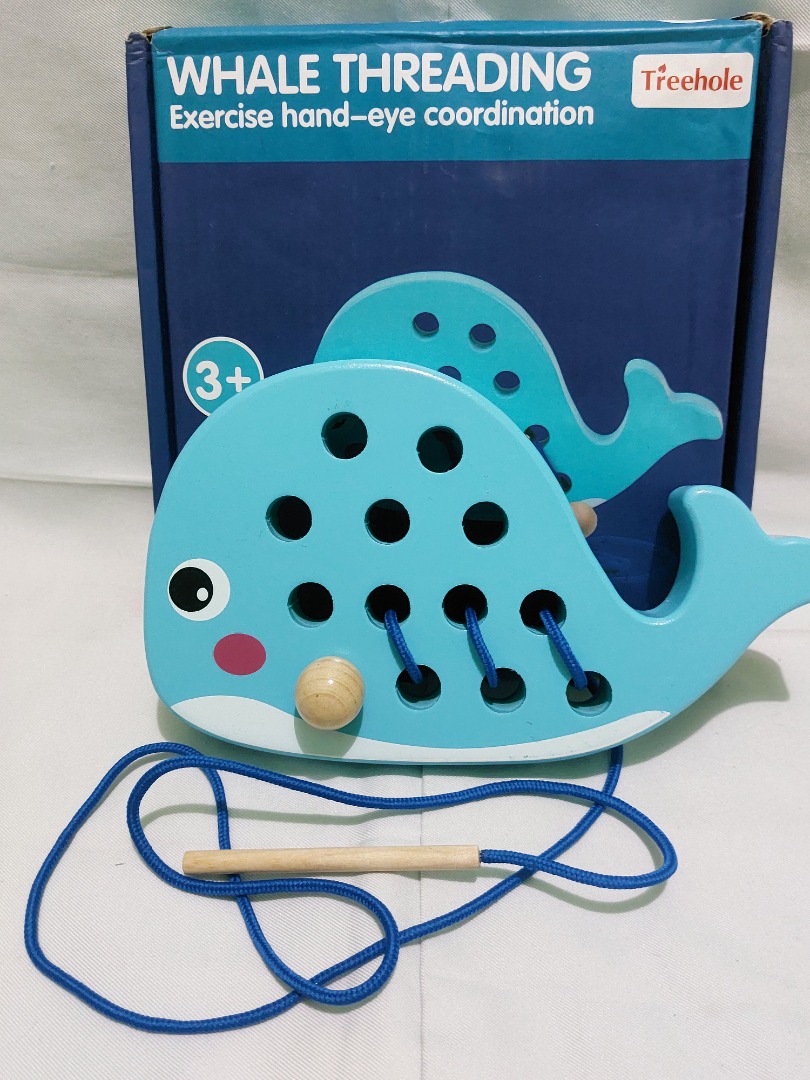 Wooden Whale Threading Toy Montessori, Hobbies & Toys, Toys & Games on ...