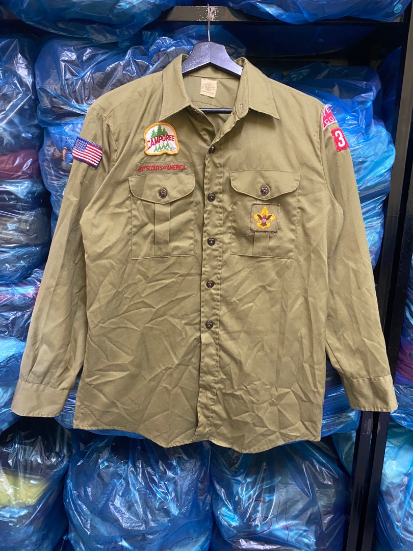 1960s Vintage Boy Scouts of America Olive Green Uniform Shirt with ...