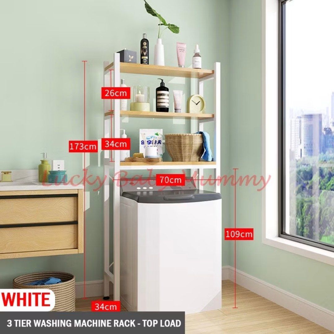 3-Tier Washing Machine Rack | Over-Washer Storage Organizer Shelf ...