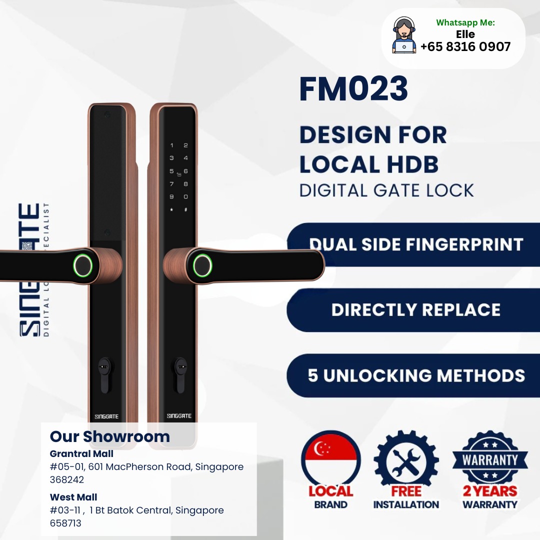Singgate FM023 Metal Gate Digital Lock – Smart Sync, Fingerprint, Wi-Fi App, Password, RFID ...