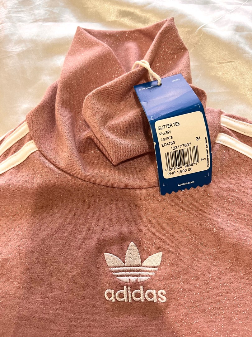 Adidas Turtleneck Glitter Tee (Brand New), Women's Fashion, Tops ...