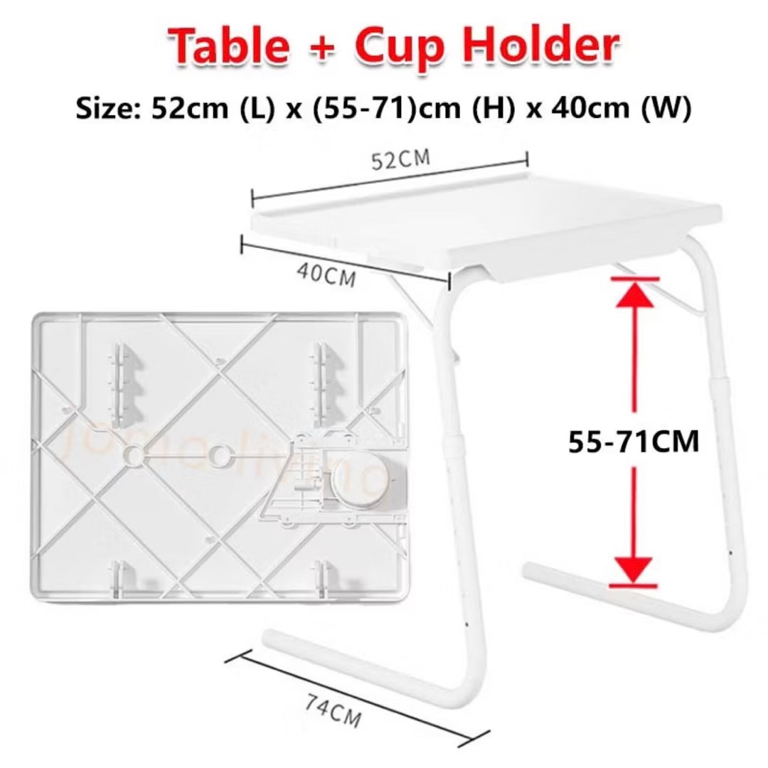 Adjustable Folding Laptop Table With Cup Holder | Multi-Height Side ...