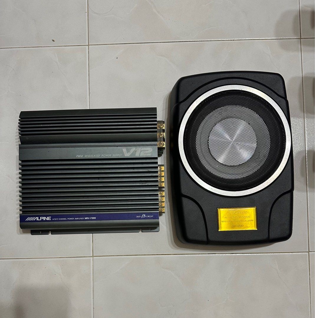 Alpine MRP-F130 4-Channel Amplifier + MBQ audio active subwoofer AW ...