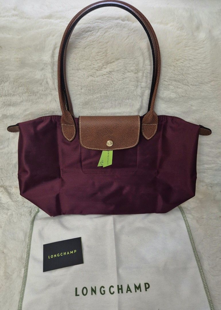 Authentic Longchamp Le Pliage in Classic Wine and Cognac Flap Medium ...