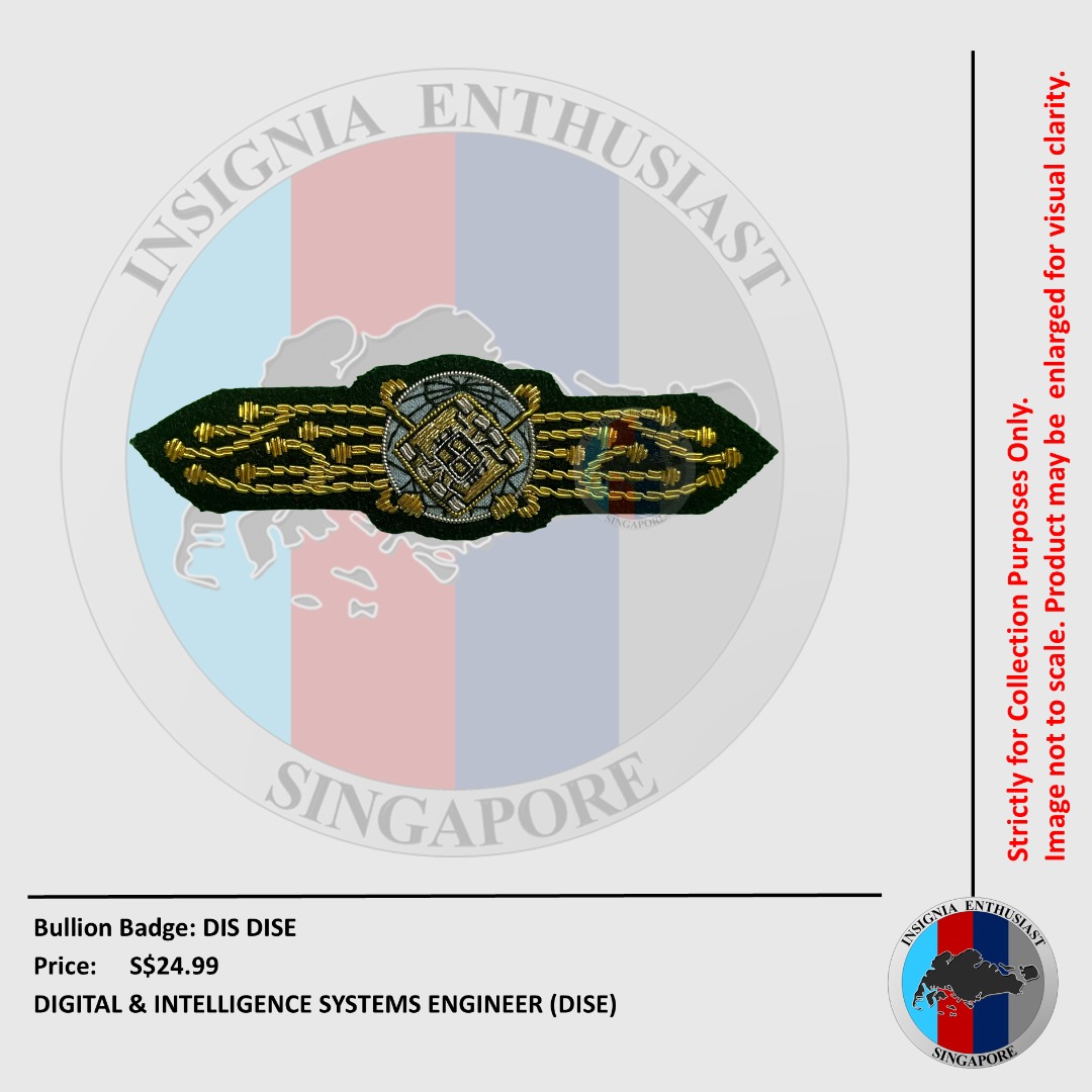 Bullion badge | SAF | DIS | NO.1 BADGE | DISE | Pins Backing, Men's ...