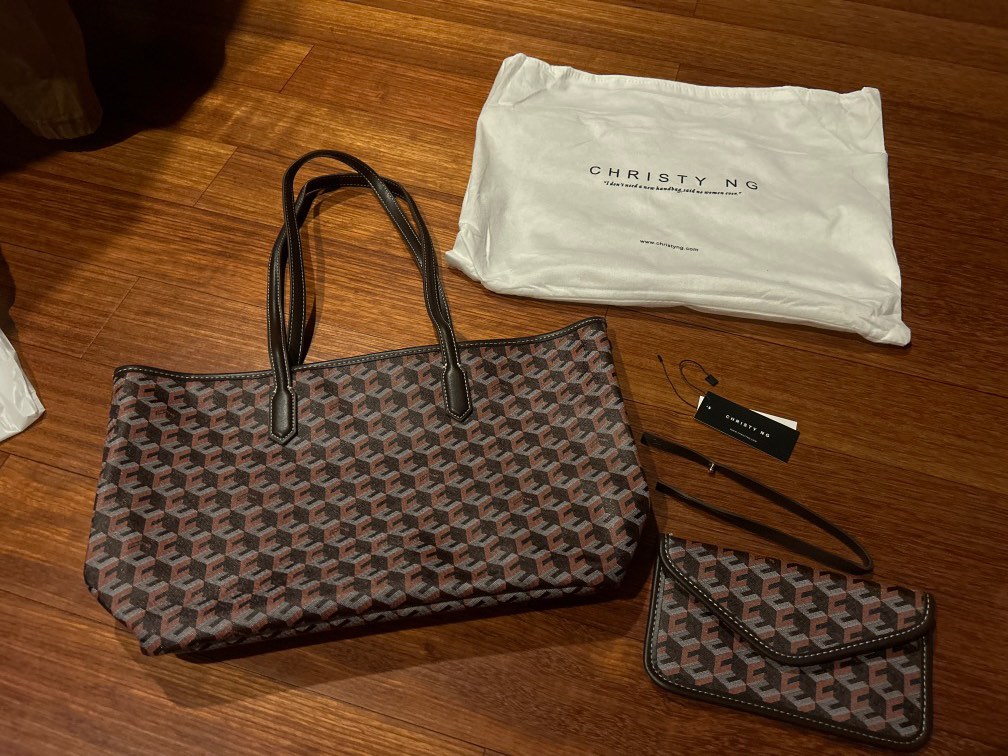 Christy Ng Russo Tote Bag Large - Chestnut Brown, Barang Mewah, Tas ...