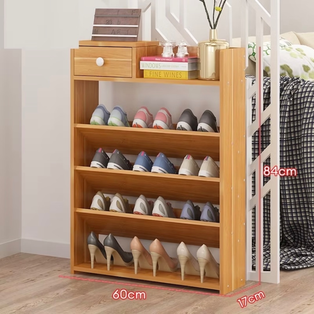 Compact Shoe Rack | Narrow Shoe Cabinet With Drawer | Wooden Shoe ...